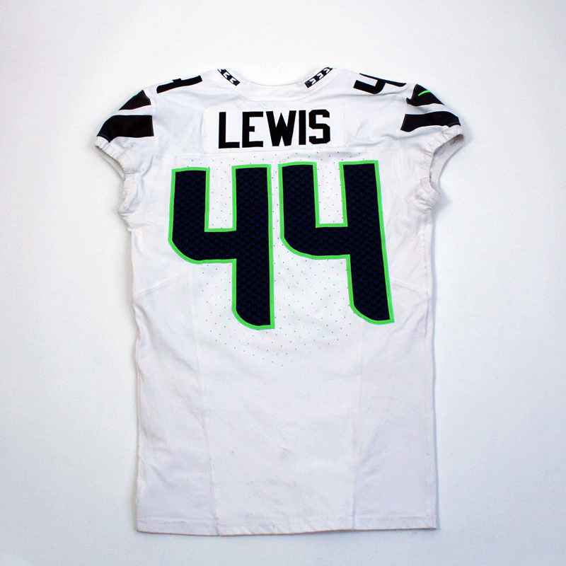Game-Used Kobe Lewis #44 Road Jersey vs Chargers 8.10.24 & Titans 8.17 ...
