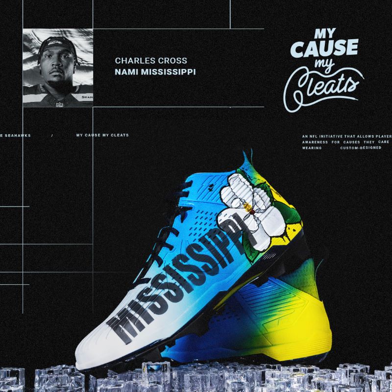 Autographed Game-Worn Charles Cross #67 My Cause My Cleats vs Jets 12 ...