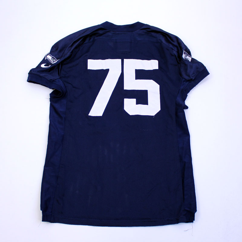 Team-Issued Blank #75 Navy Practice Jersey - SA#11060 – Seattle Seahawks